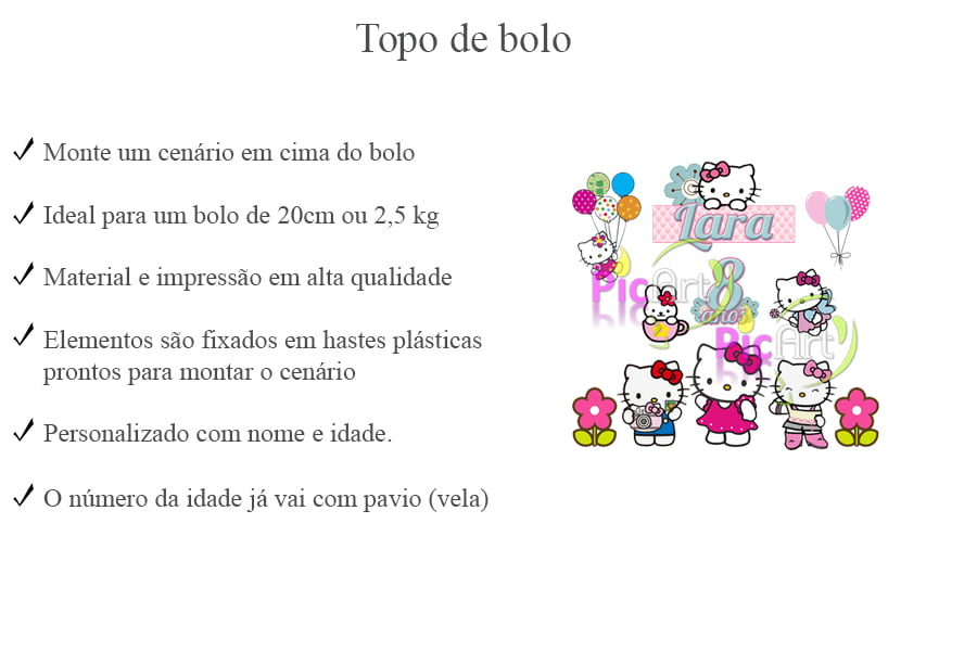 Kit Aniversário Hello Kitty - Pic Art Personalizados