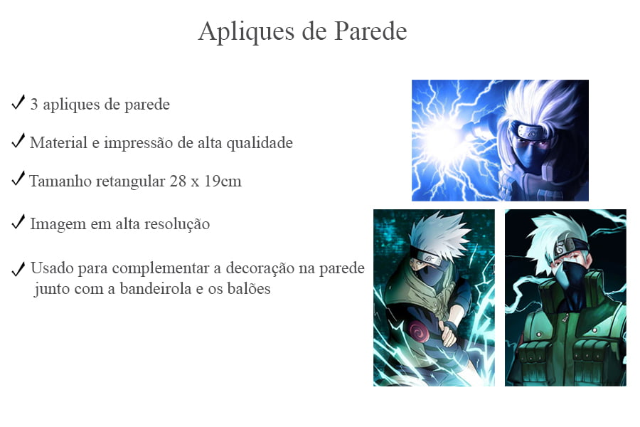 Kit Aniversário Kakashi Naruto - Pic Art Personalizados