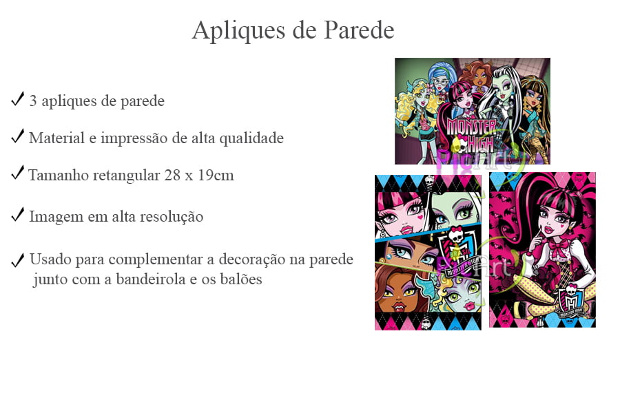 Kit Aniversário Monster High - Pic Art Personalizados