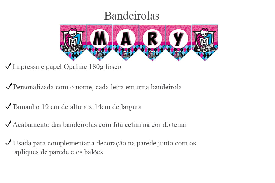 Kit Aniversário Monster High - Pic Art Personalizados